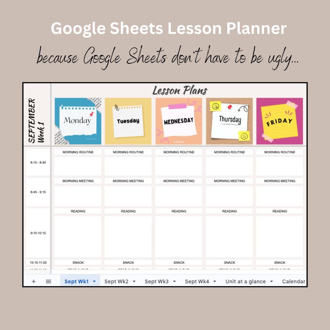Digital Teacher Planner Template | Google Sheets | Weekly Lesson ...