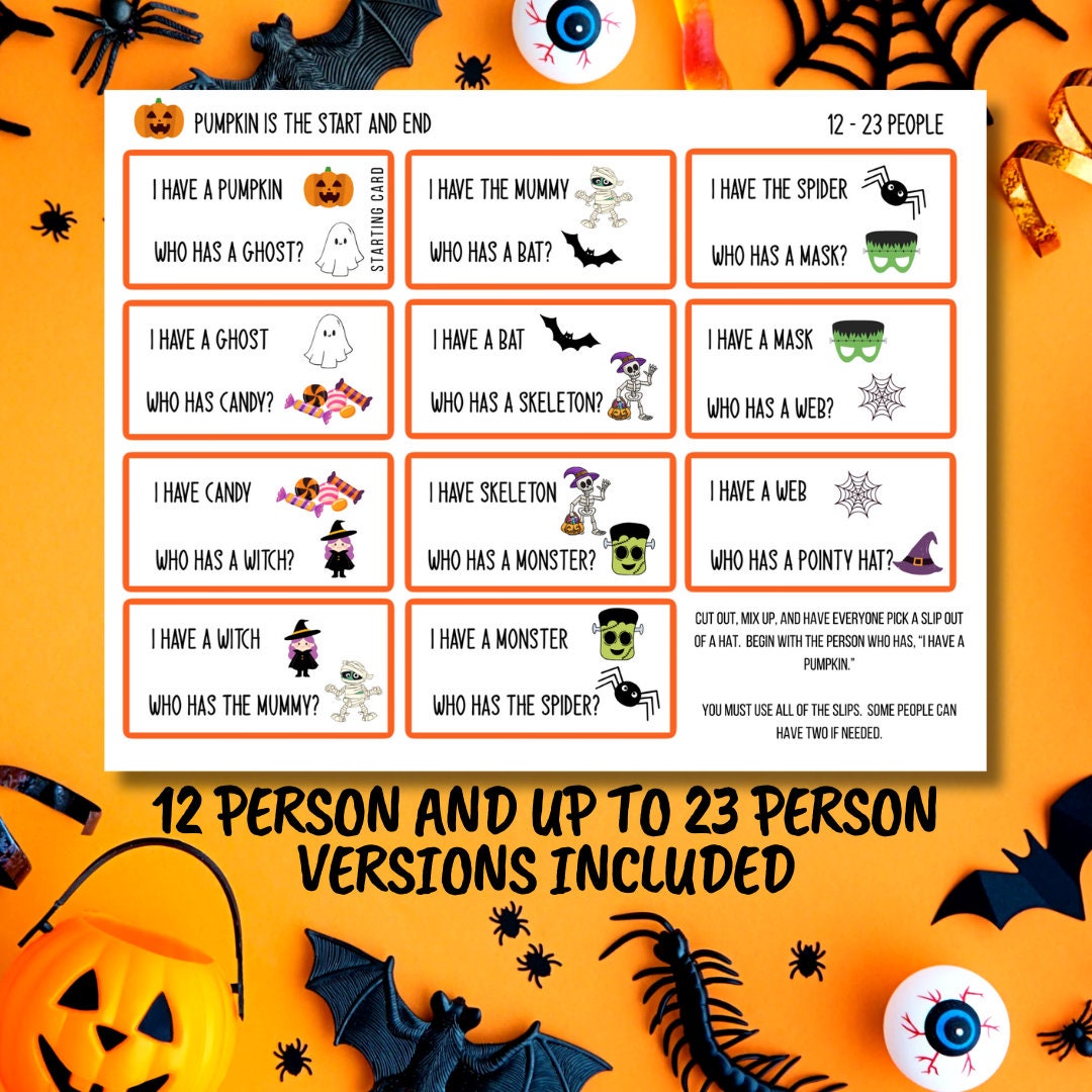 Halloween Game, I Have, Who Has Game, Halloween Party Game, Classroom ...