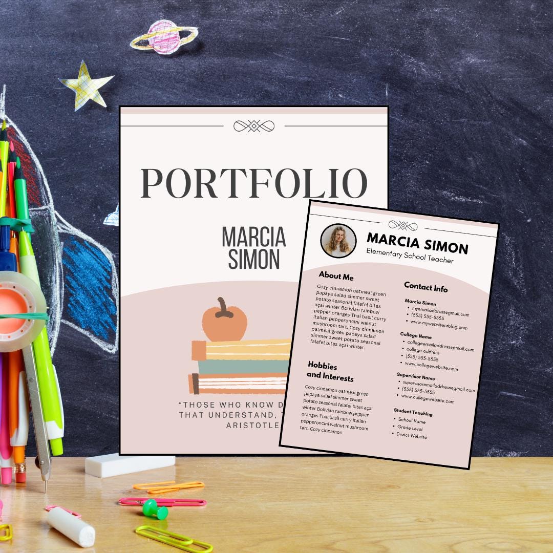Student Teacher MINI Portfolio Template/new Teacher/education Major ...