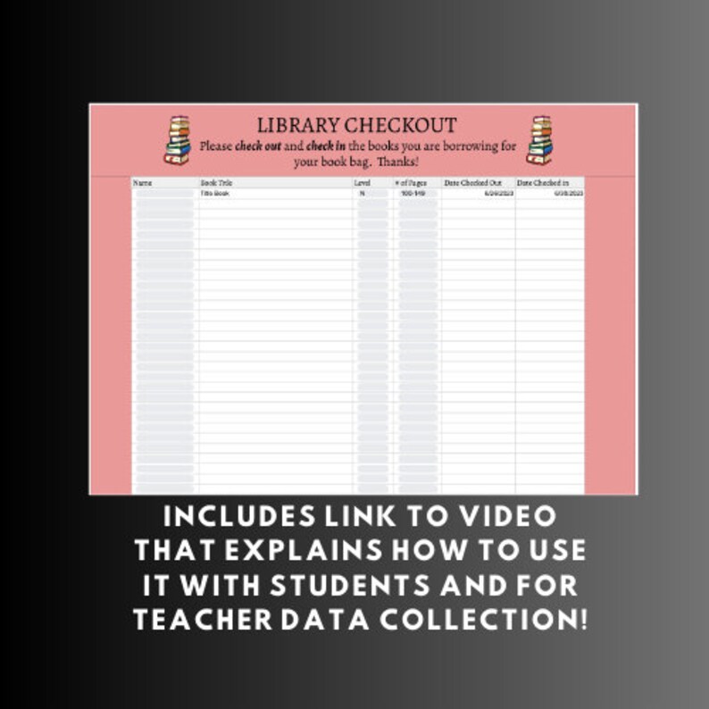 Classroom Library Checkout/media Check Out Sheet/book Check Out/check ...
