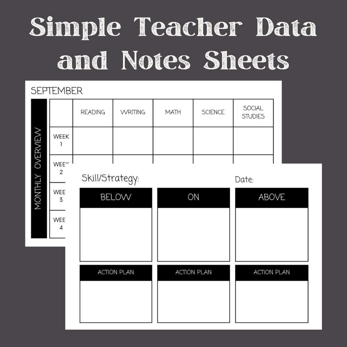 Classroom Data Collection Sheets/digital Record Keeping/student Data ...