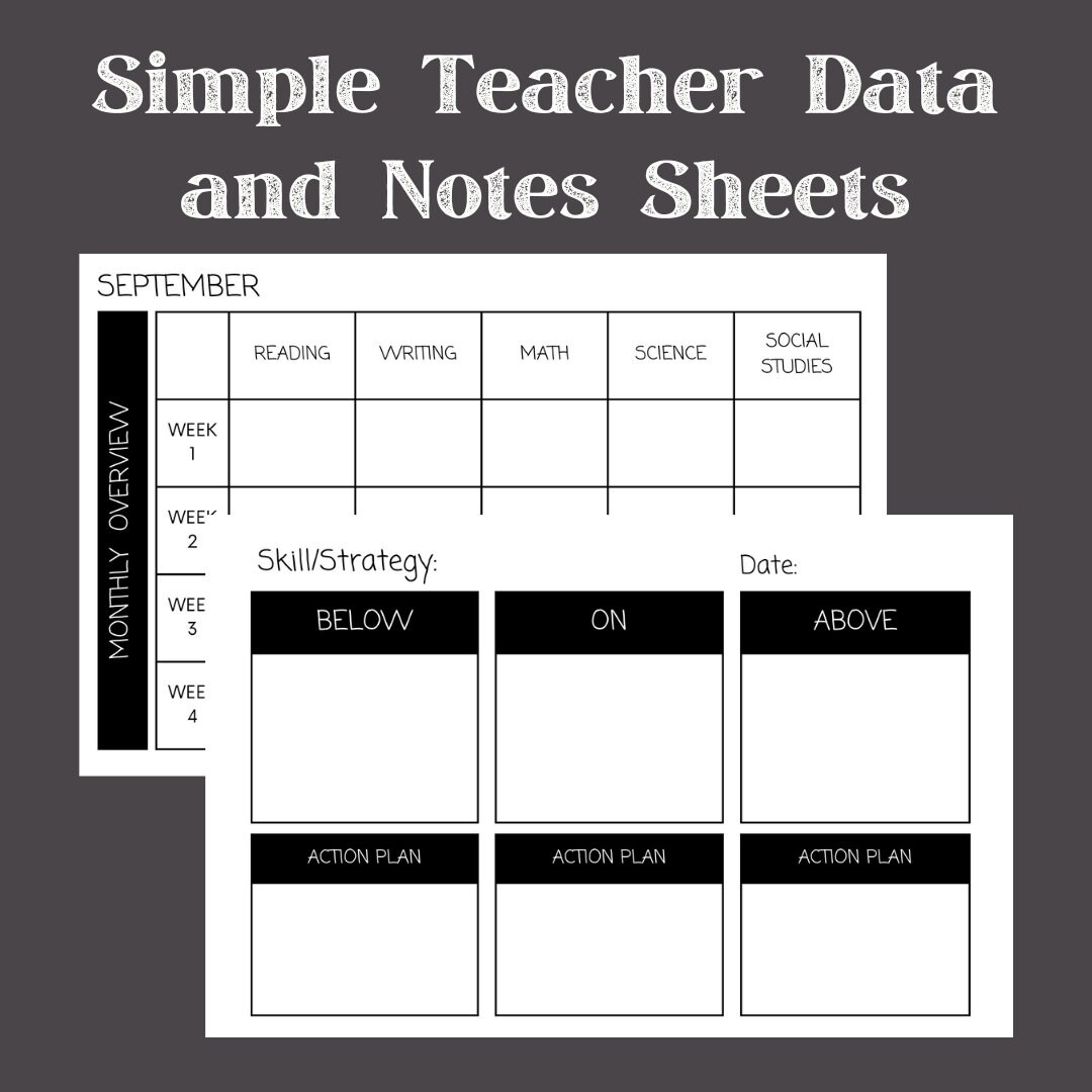 Classroom Data Collection Sheets/digital Record Keeping/student Data ...
