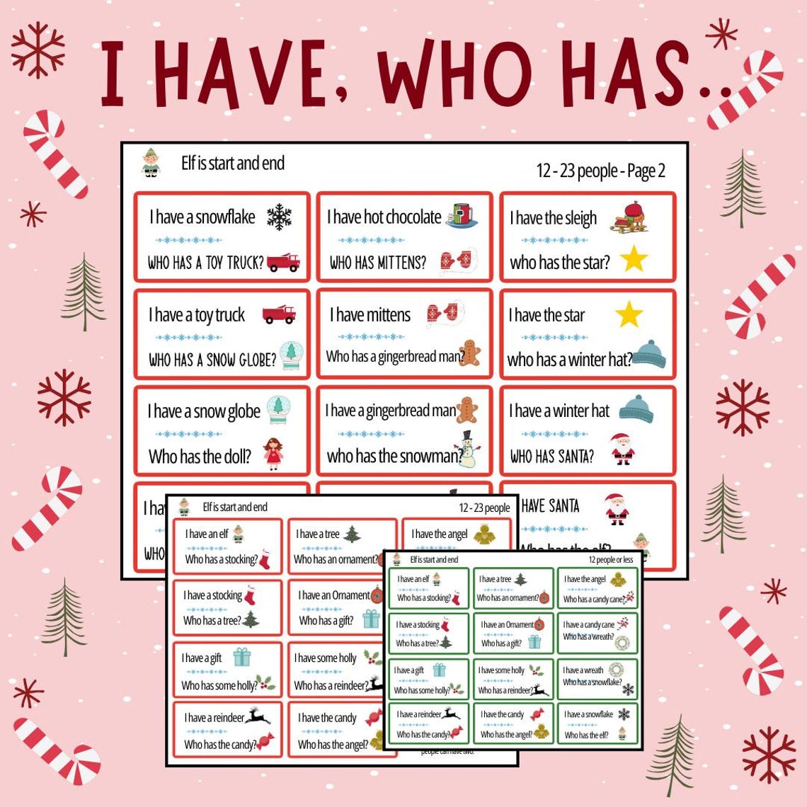 Christmas Game, I Have, Who Has Game, Classroom Holiday Game, Classroom ...