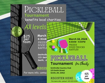 Editable Pickleball Flyer Template Set 2, Printable Pickleball ...