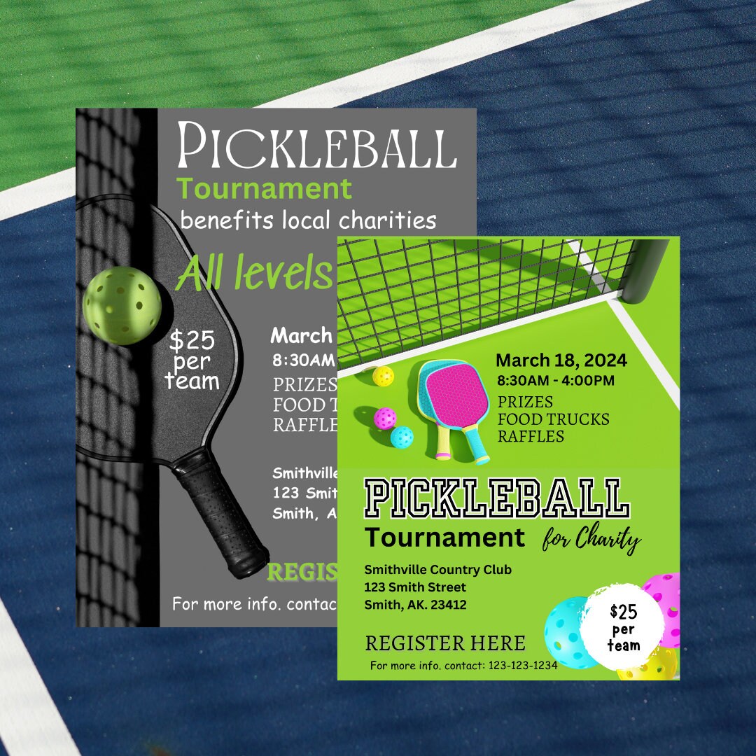 Editable Pickleball Flyer Template Set 1, Printable Pickleball ...