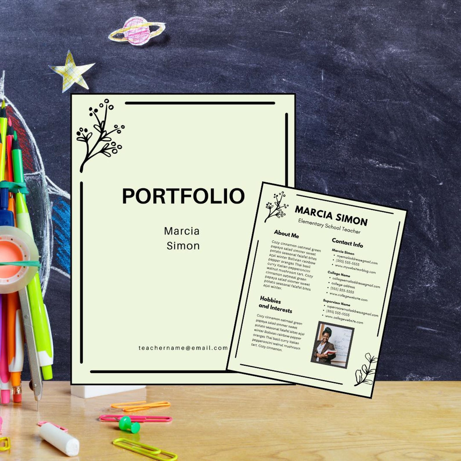Student Teacher MINI Portfolio Template/new Teacher/education Major ...