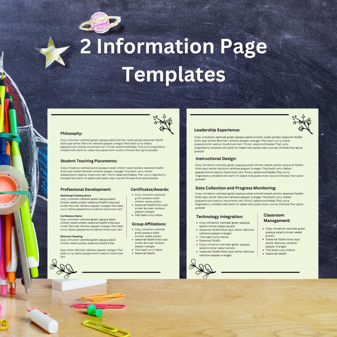 Student Teacher MINI Portfolio Template/new Teacher/education Major ...