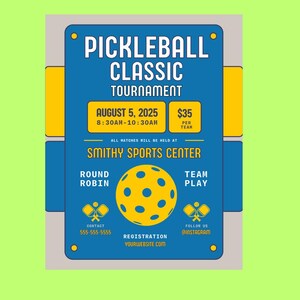 Editable Pickleball Flyer Template Set 2, Printable Pickleball ...