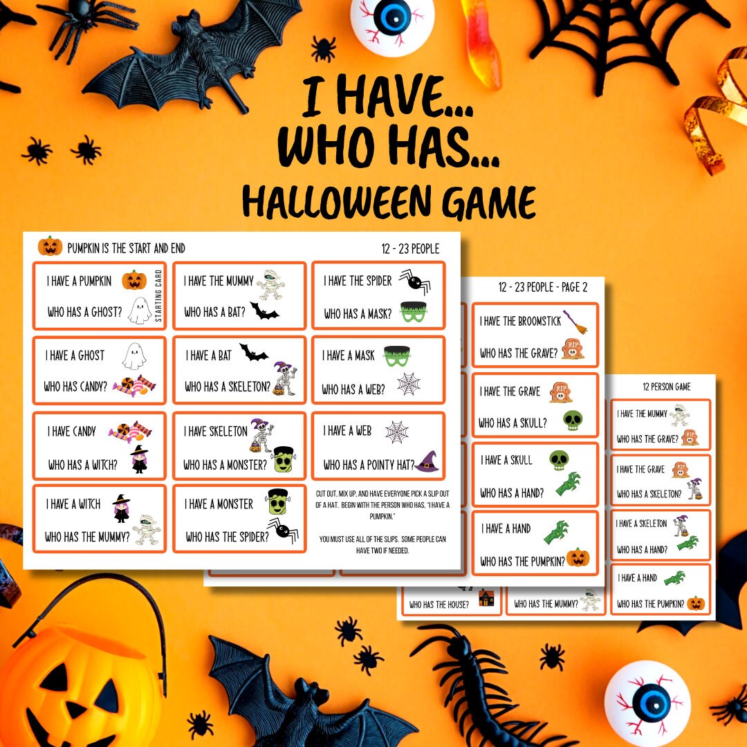 Halloween Game, I Have, Who Has Game, Halloween Party Game, Classroom ...
