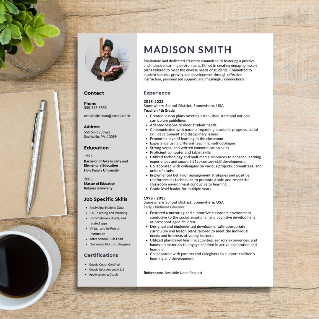 2024 Sidebar Design Resume, Teacher, Professional Resume Template ...