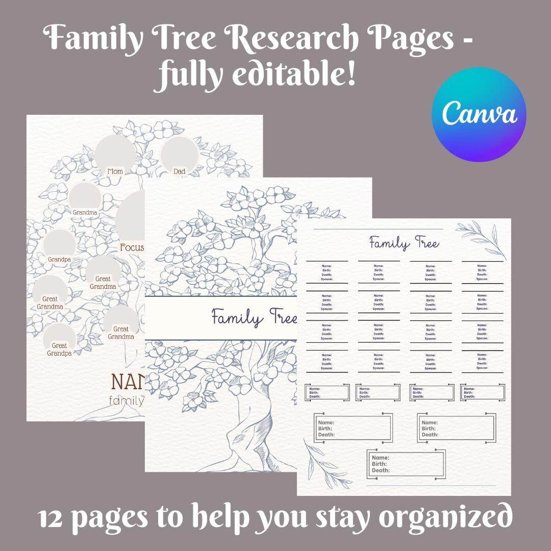 Family Tree Research Template Pages, Family History, Ancestry ...