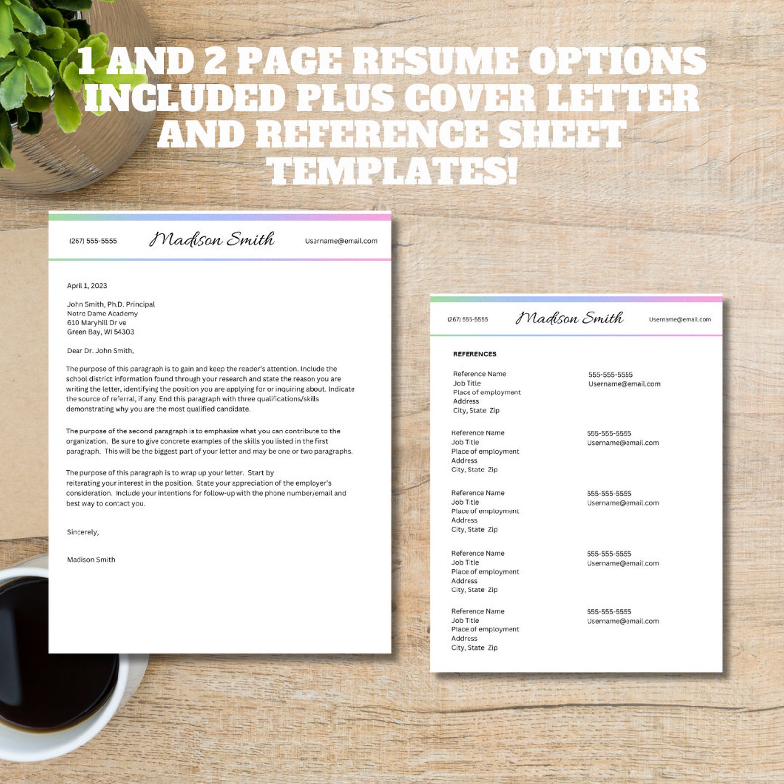 2024 Resume, Teacher, Professional Resume Template, Canva Template, ATS ...