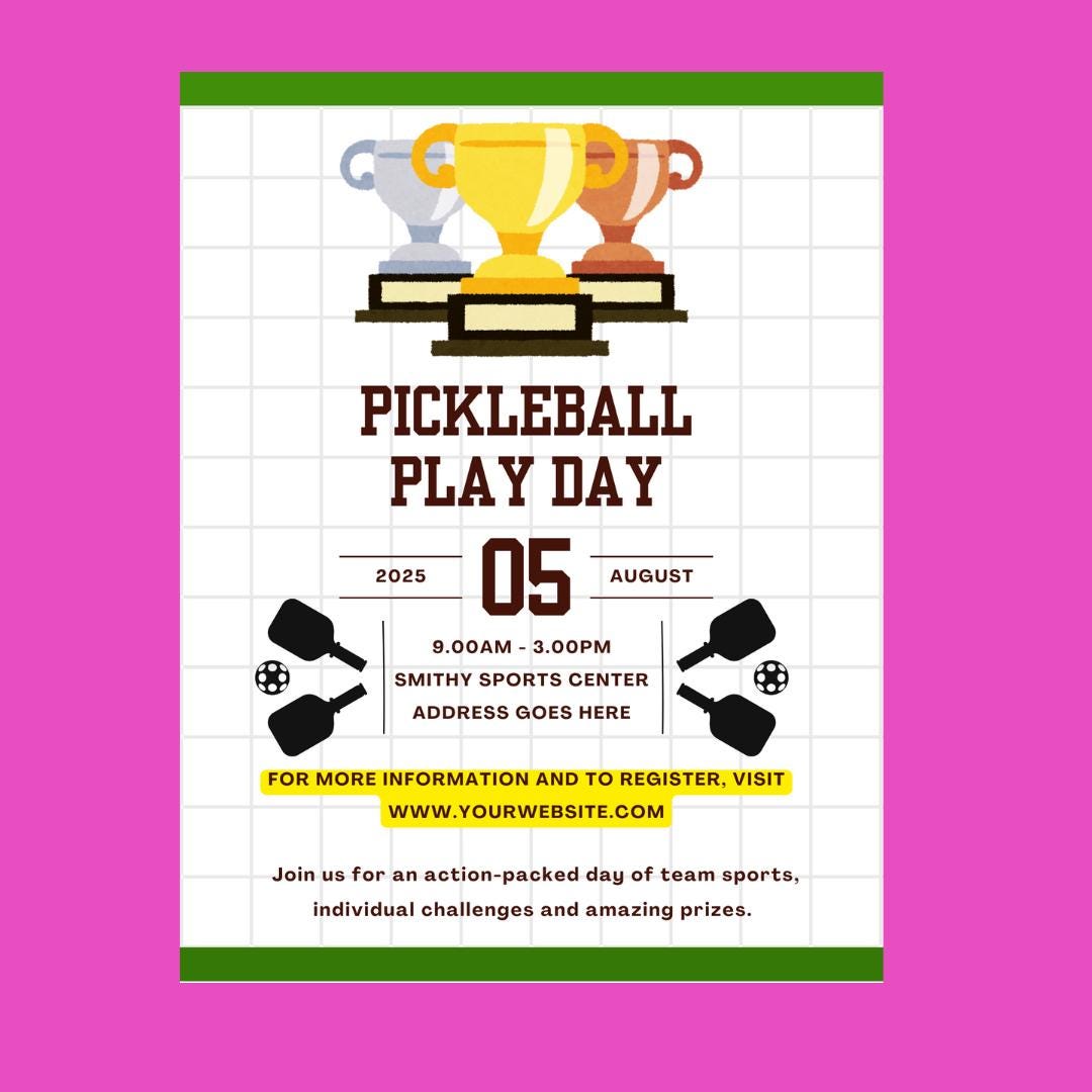 Editable Pickleball Flyer Template Set 2, Printable Pickleball ...