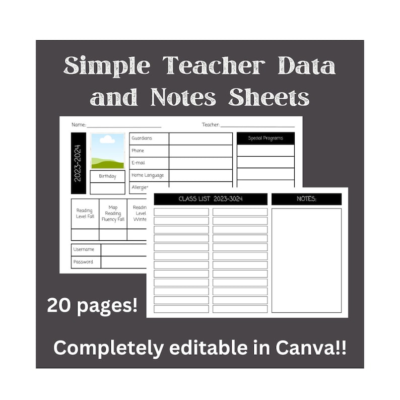 Classroom Data Collection Sheets/digital Record Keeping/student Data ...