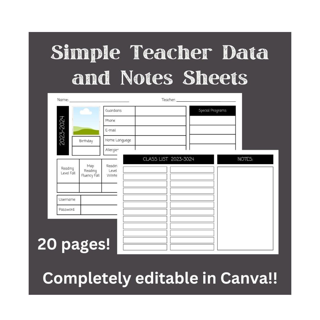 Classroom Data Collection Sheets/digital Record Keeping/student Data ...