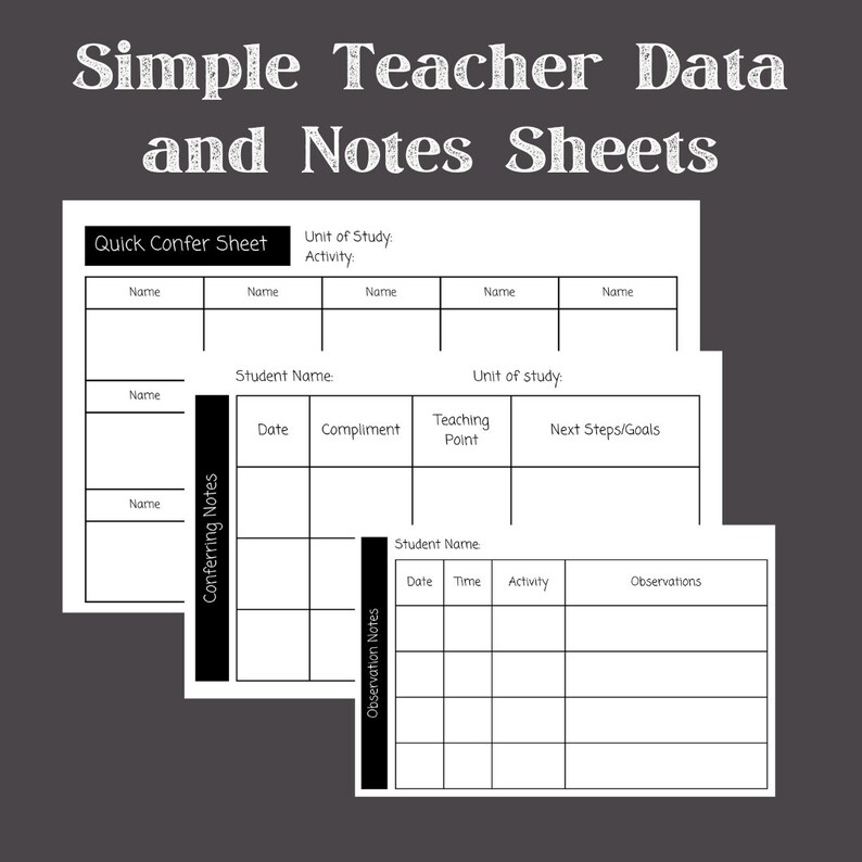 Classroom Data Collection Sheets/digital Record Keeping/student Data ...