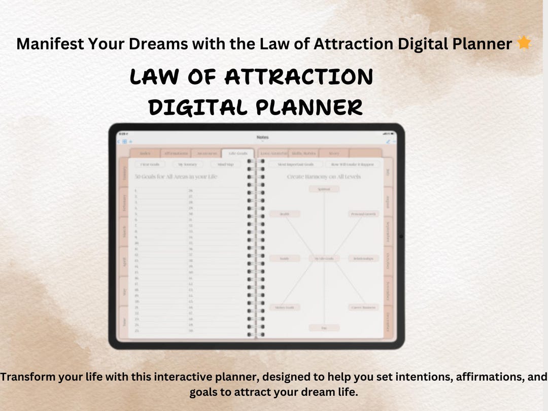 Law of Attraction Digital Planner | Manifestation Journal & Tracker ...