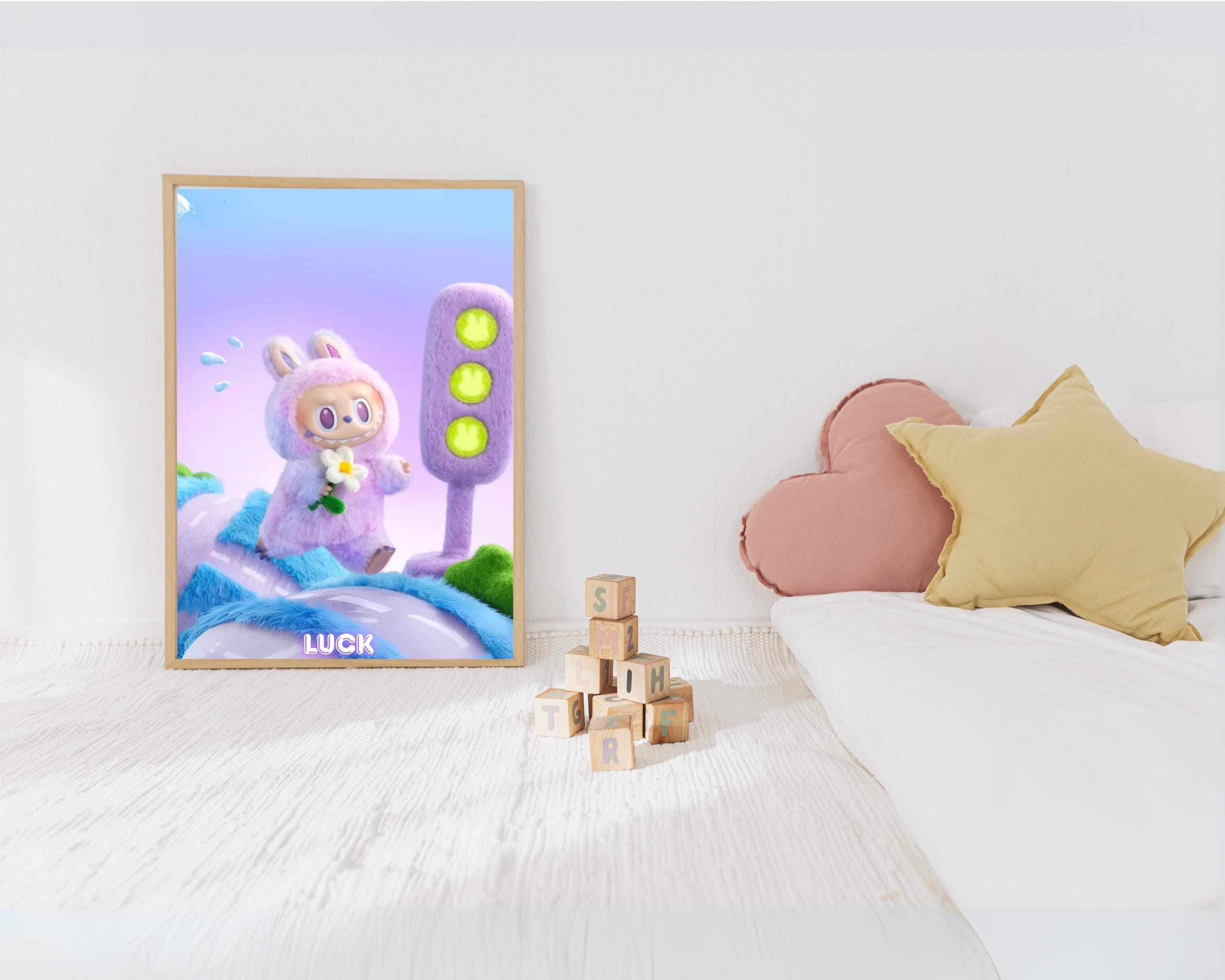 Labubu Wall Art Set of 3 – Hope, Happiness & Luck | Cute Bunny Kids ...