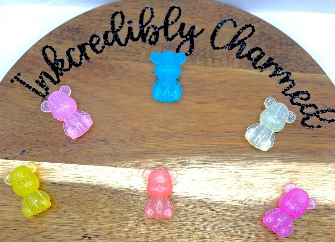 Glitter Gummy Bear Silicone Beads - Etsy