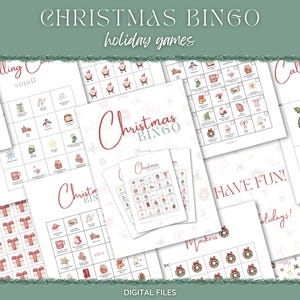 Christmas Bingo Game Kid Classroom Holiday Party Family Fun Digital ...