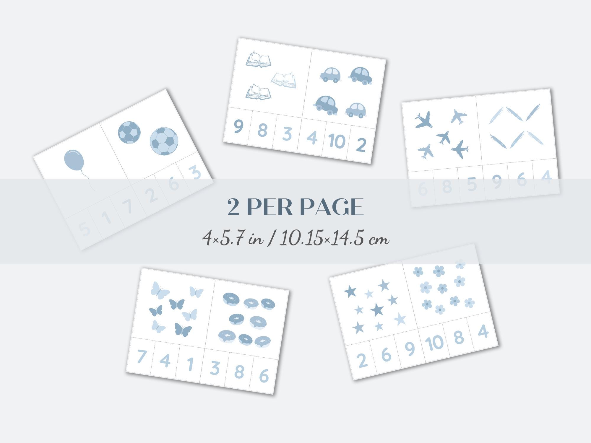 Blue Printable Numbers Flashcards for Kids | Educational Counting Cards ...