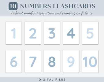 Blue Printable Numbers Flashcards for Kids | Educational Counting Cards ...