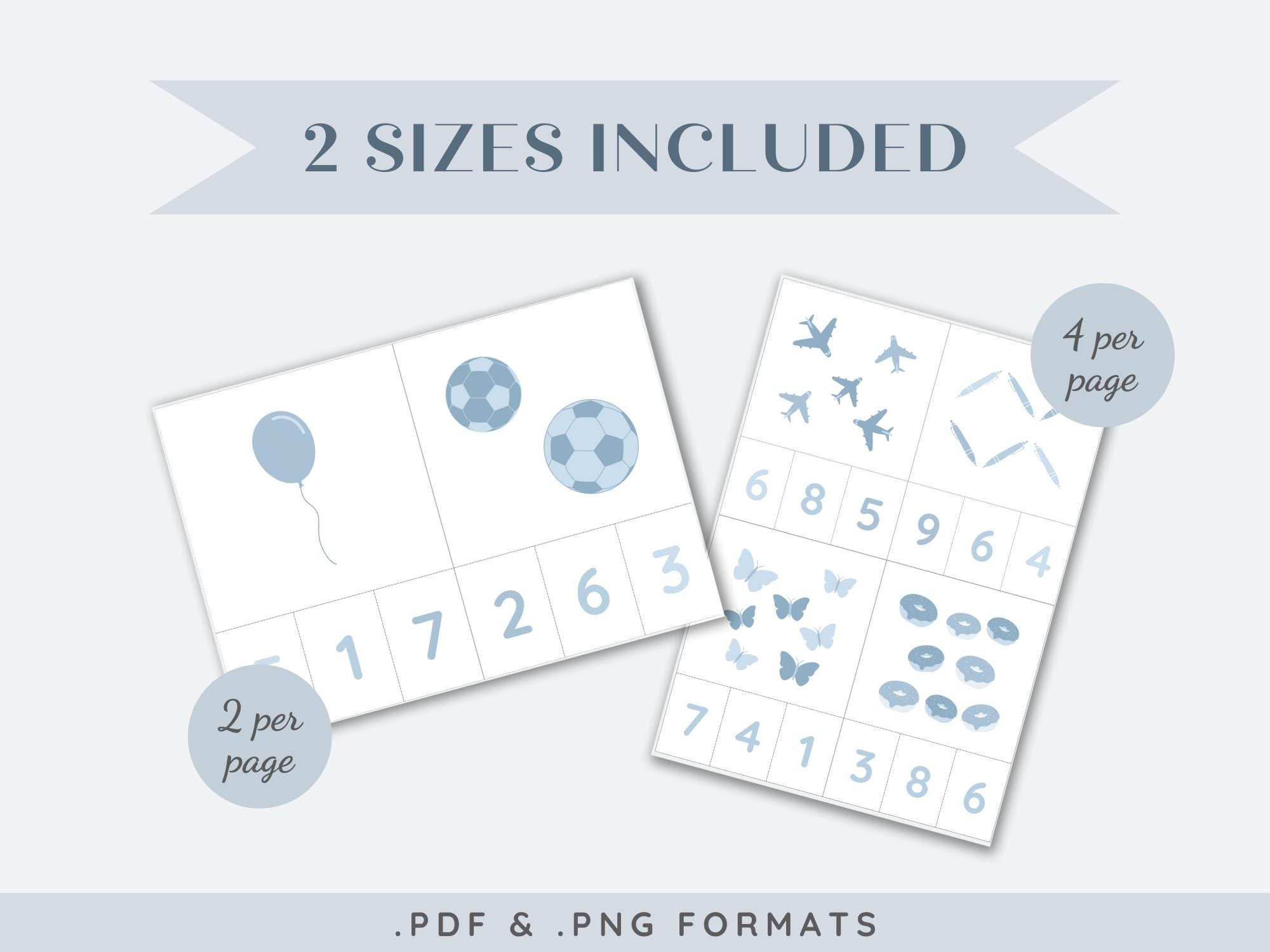 Blue Printable Numbers Flashcards for Kids | Educational Counting Cards ...