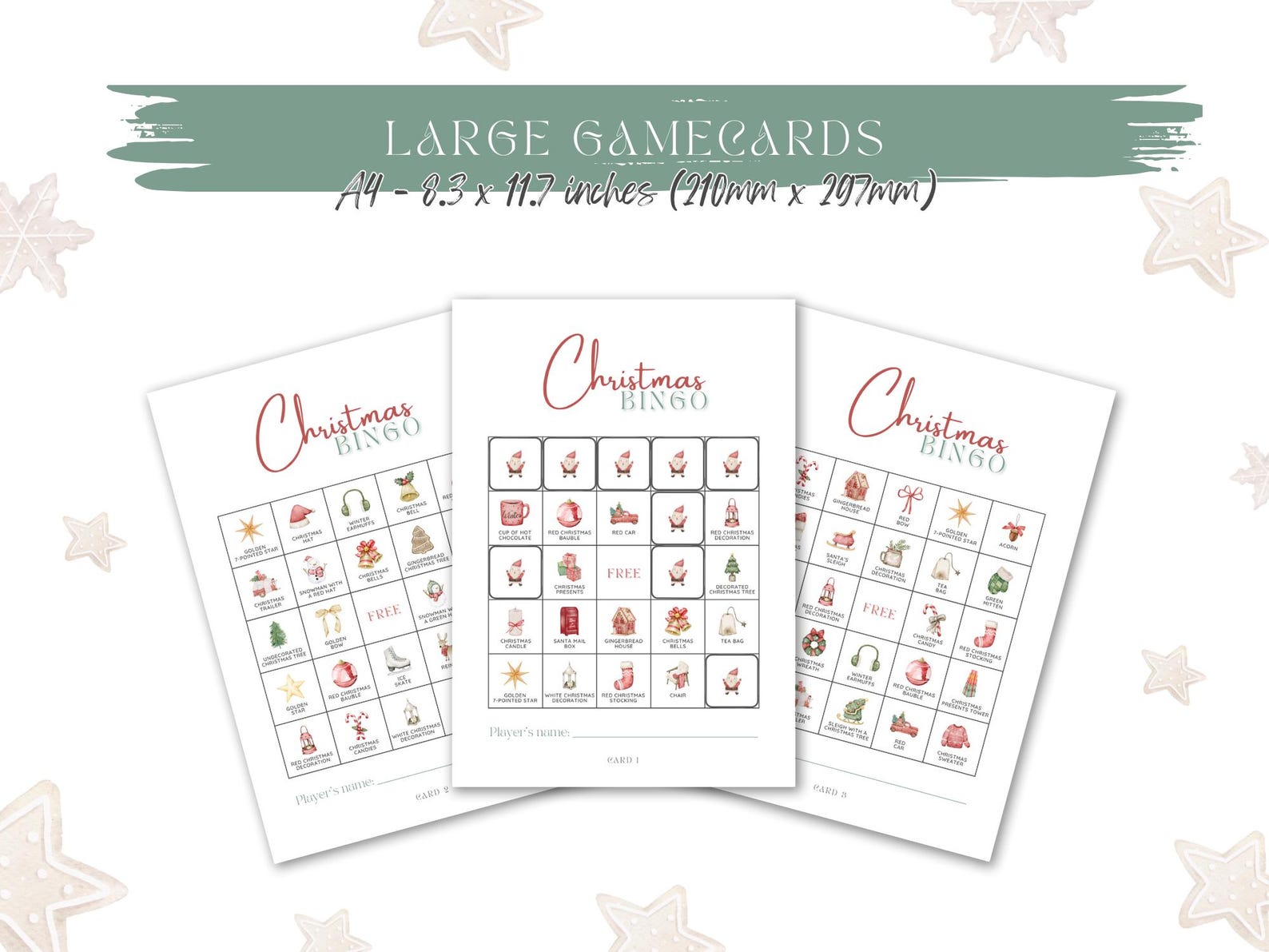 Christmas Bingo Game Kid Classroom Holiday Party Family Fun Digital ...