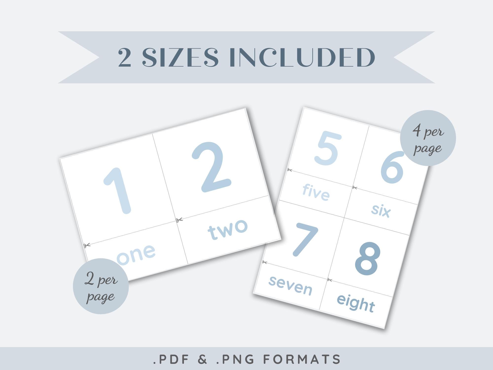 Blue Printable Numbers Flashcards for Kids | Educational Counting Cards ...