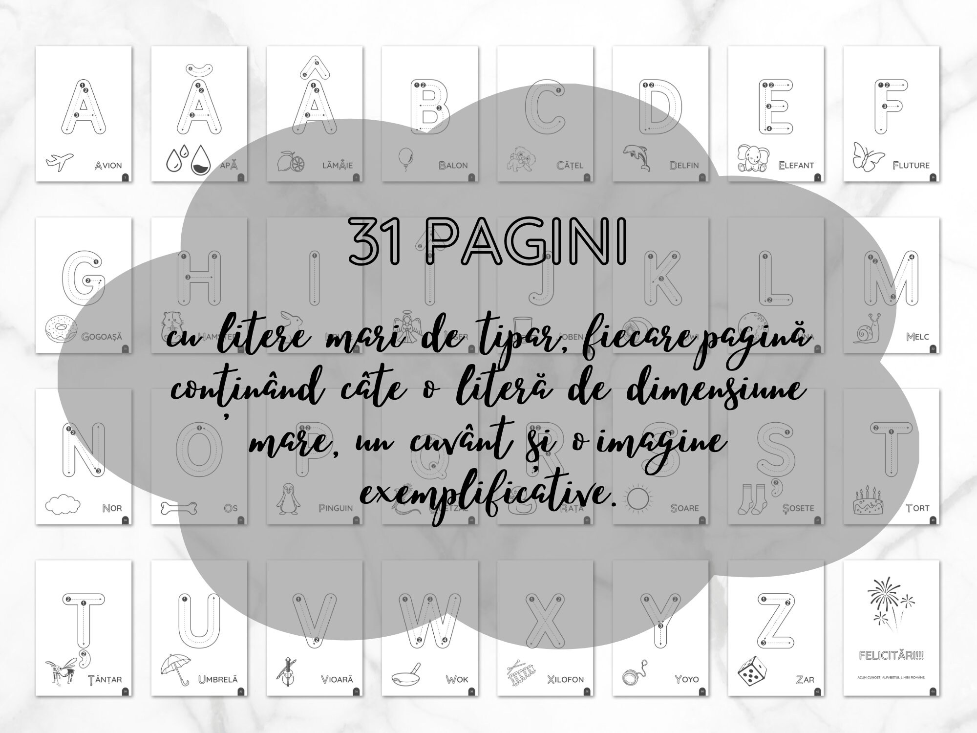 Tracing Letters Printables Dotted Letters Printables Alphabet Romanian ...