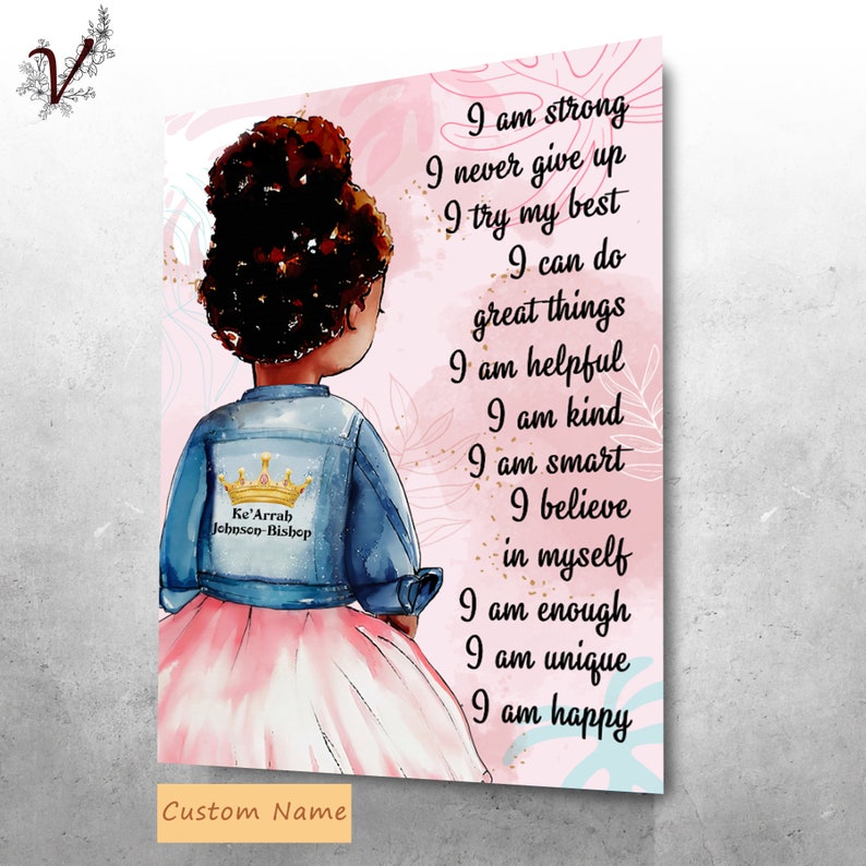 Personalized Afro Black Girl Canvas Poster I Am Strong I - Etsy