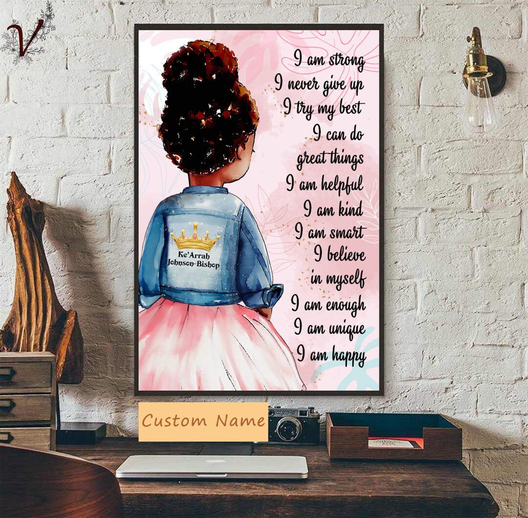Personalized Afro Black Girl Canvas Poster I Am Strong I - Etsy