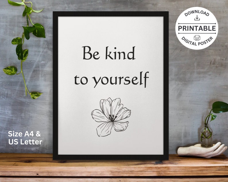 Be Kind to Yourself Mental Health Poster Digital Print - Etsy