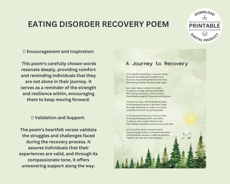Eating Disorder Poem A Journey to Recovery Poem Mental Health Poster ...