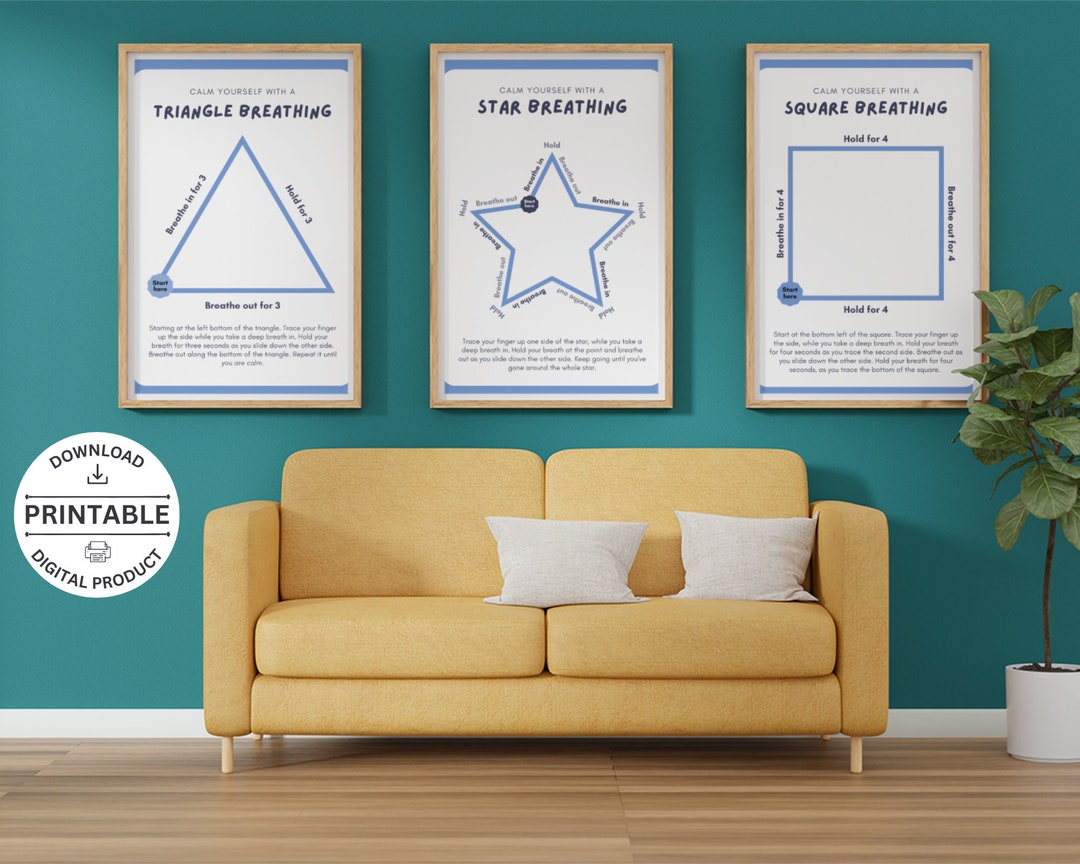 Breathing Coping Strategies Poster: Star, Square, Triangle (A4/US ...