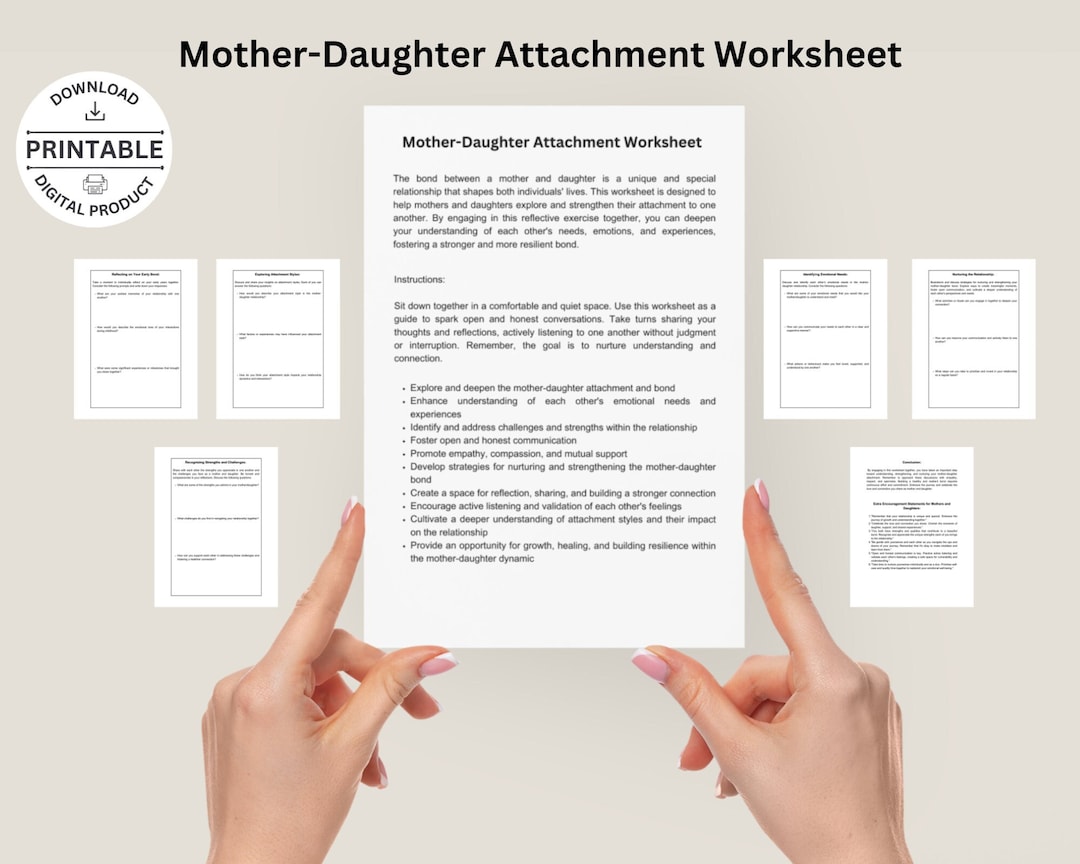 Mother-daughter Attachment Worksheet: Therapy & Self-help (PDF) - Etsy