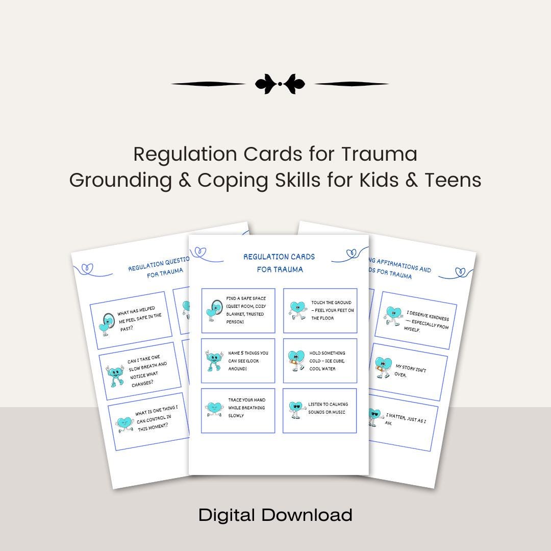 Regulation Cards for Trauma Grounding, Coping Skills for Kids & Teens ...