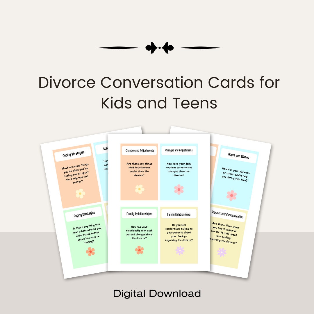Divorce Conversation Cards Kids and Teens, Supportive Counselling Tool ...