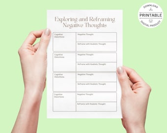 Reframing Negative Thoughts Worksheet - Etsy