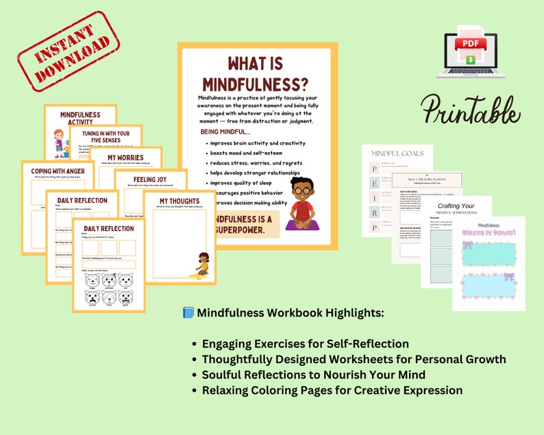 Mindfulness Workbook Mindful Living Guide Engaging - Etsy UK