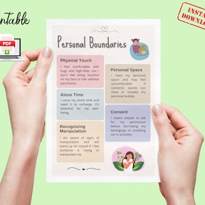 Personal Boundaries Poster for Kids and Teens, Visual Tools for Therapy ...