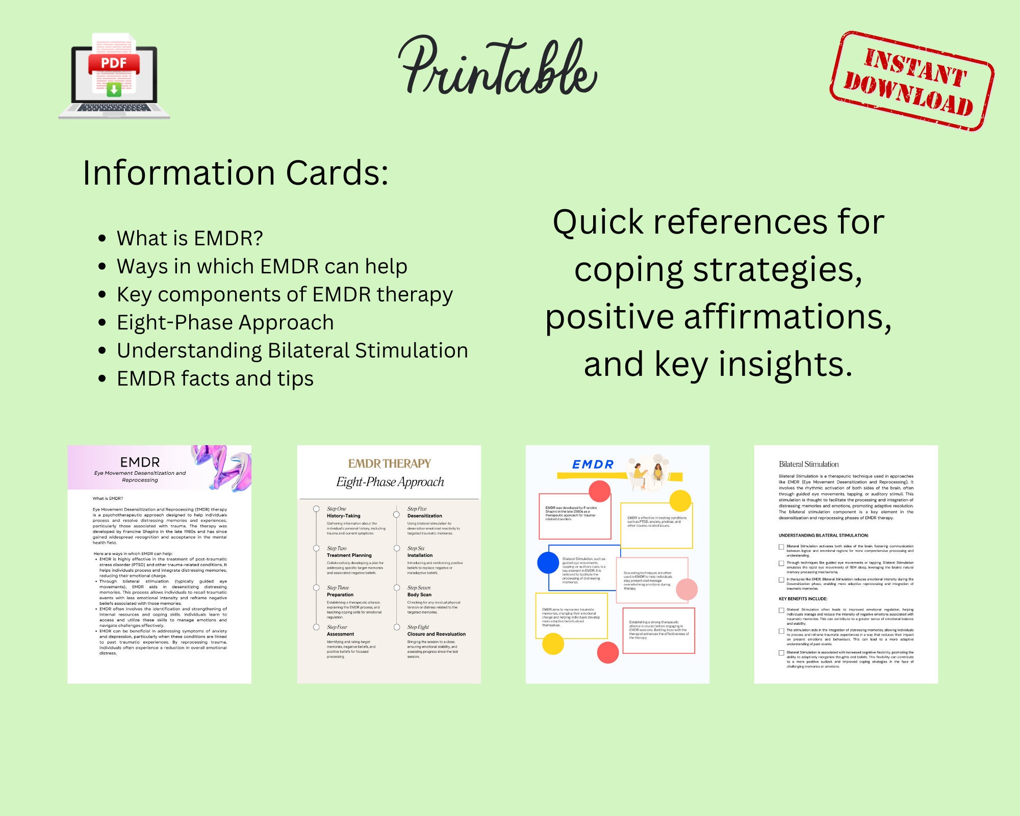 EMDR Bundle, EMDR Worksheets, EMDR Scripts, Information Cards ...
