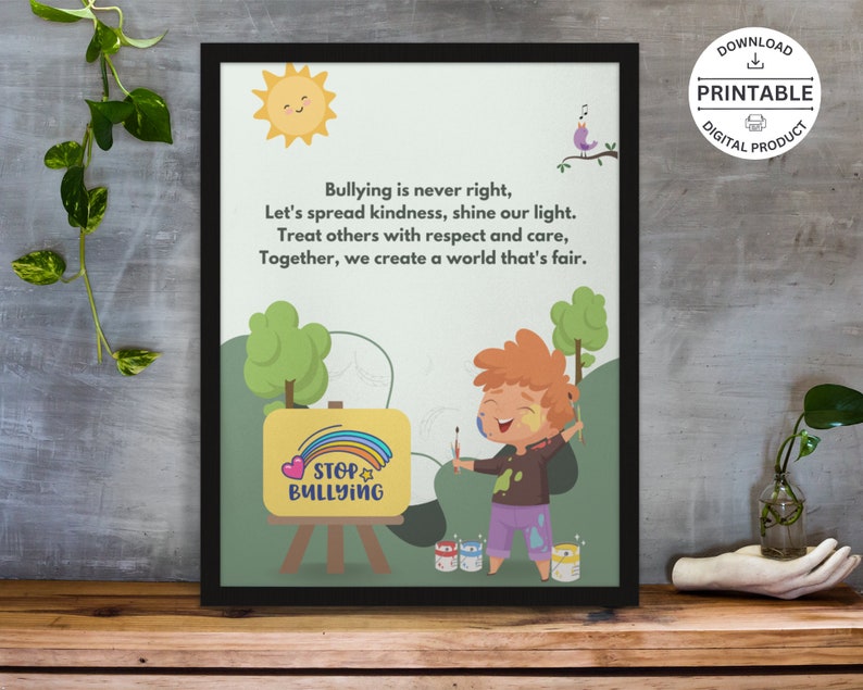 Set of 3 Kids Anti-bullying Posters Therapy Office School Printable Art ...
