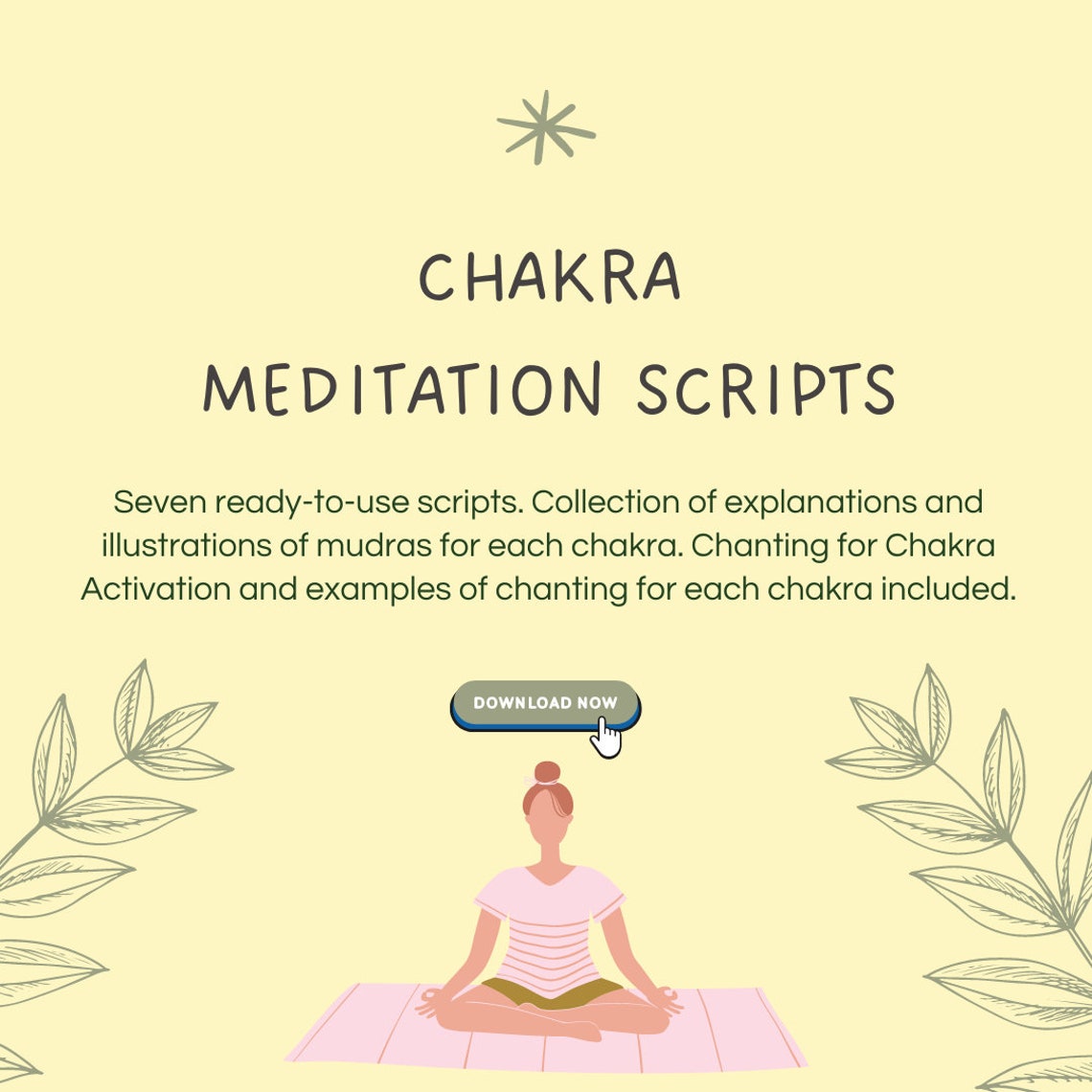 Chakra Meditation Scripts: Mudras, Chanting for Balancing (PDF) - Etsy