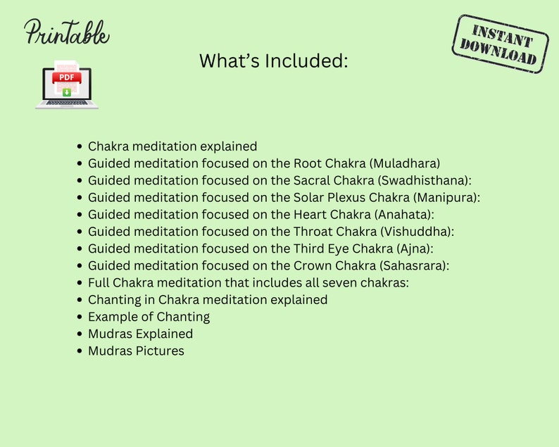 Chakra Meditation Scripts: Mudras, Chanting for Balancing (PDF) - Etsy