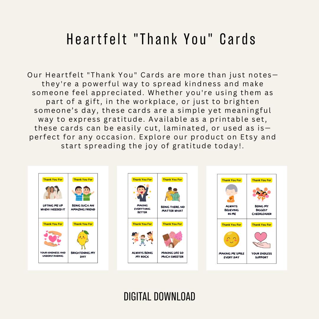 Printable Thank You Cards: Appreciation Notes (PDF) - Etsy