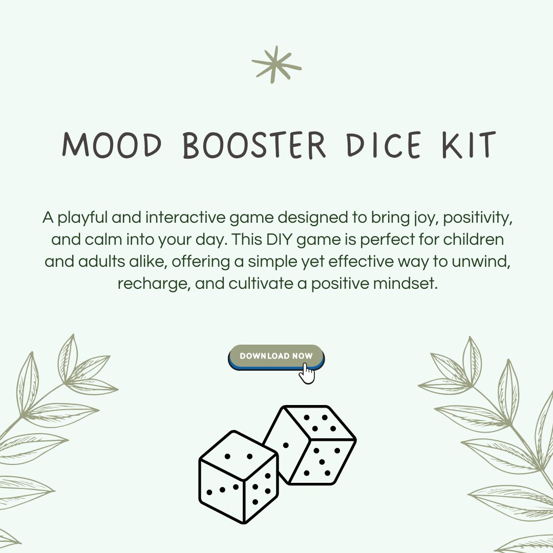 Mood Booster Dice Kit, DIY Games, Mental Health Kit, Positive ...