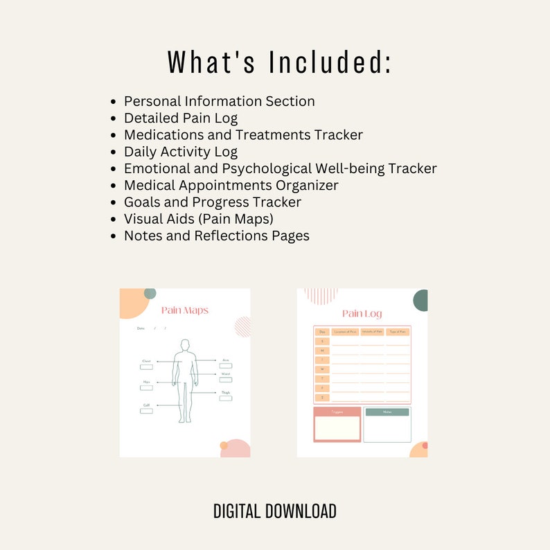 Chronic Pain Management Workbook: Symptom Tracker (A4, US Letter PDF ...
