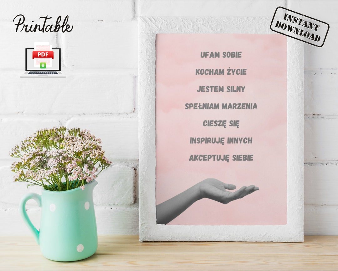Polish Affirmations Poster, Positive Thinking, Motivational Poster ...
