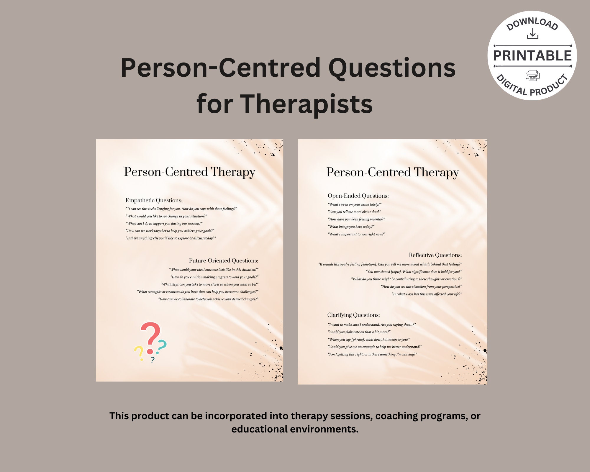 Person-centred Questions for Therapists | Therapy Questions | Mental ...